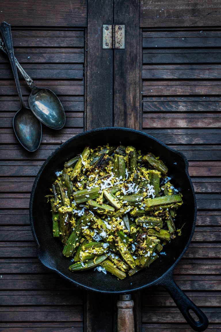 Bhinda Sambhariya | Okra In Gujarati Spices — KarthisKitchenStudio